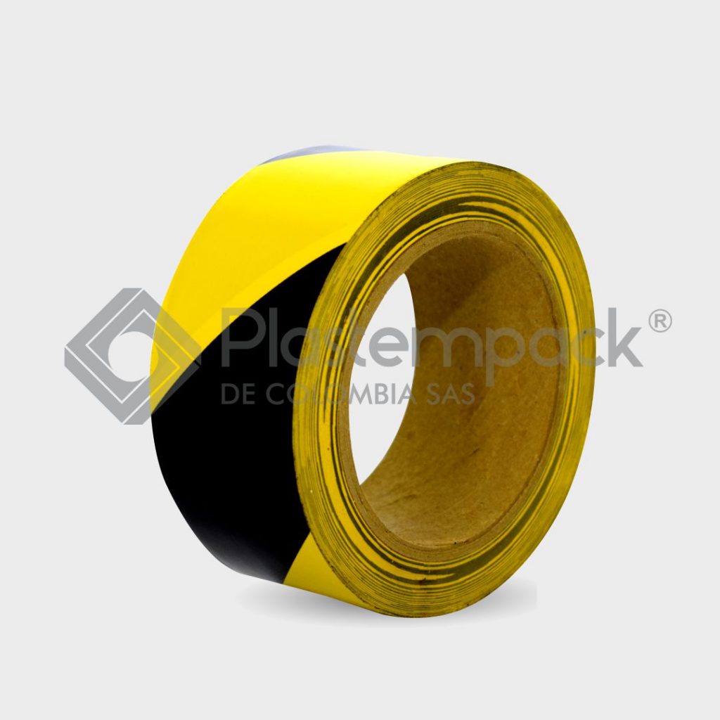 Cinta De Demarcación En Pvc Amarilla Negra De 5 CM X 16 Mts