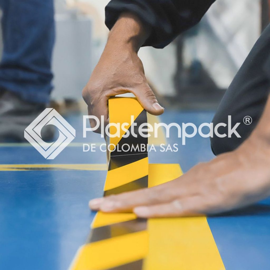 Cinta Adhesiva de Demarcación en PVC Amarilla Negra