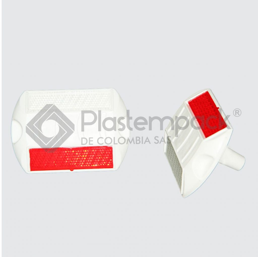 Tacha Reflectiva Bidireccional Con Espigo Blanca/ Blanca roja