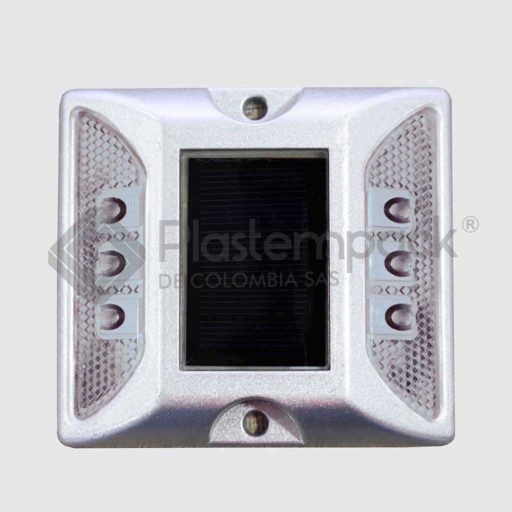 Tacha Solar Blanca En Aluminio Con 6 Leds